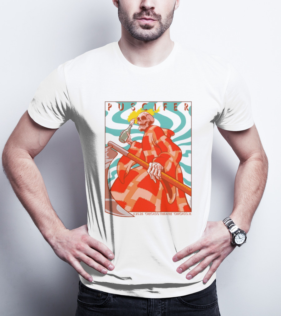 Puscifer Skeleton Art Chicago Theatre 2023 Concert Merchandise T-Shirt