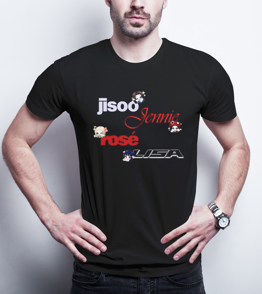 Jisoo Jennie Rosé Lisa Cute Cartoon Characters Fan T-Shirt