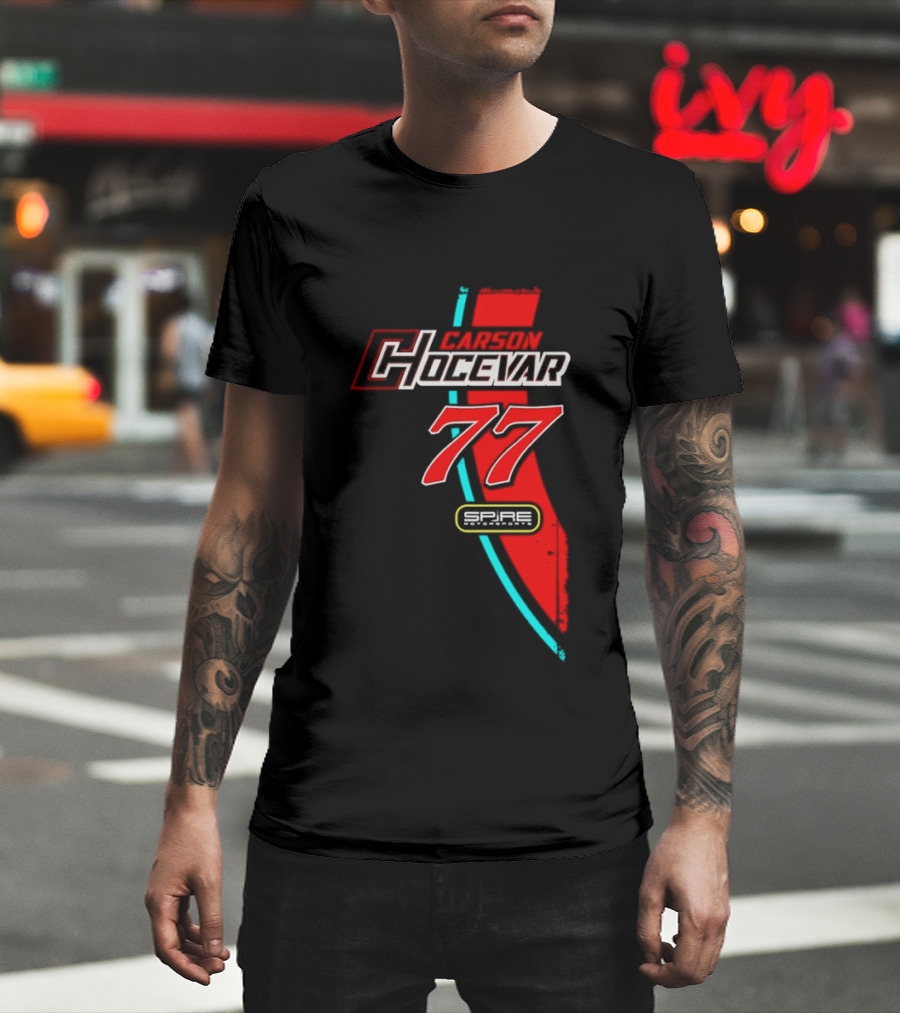 Carson Hocevar 77 Red Blue Spire Motorsports Nascar 2026 T-Shirt