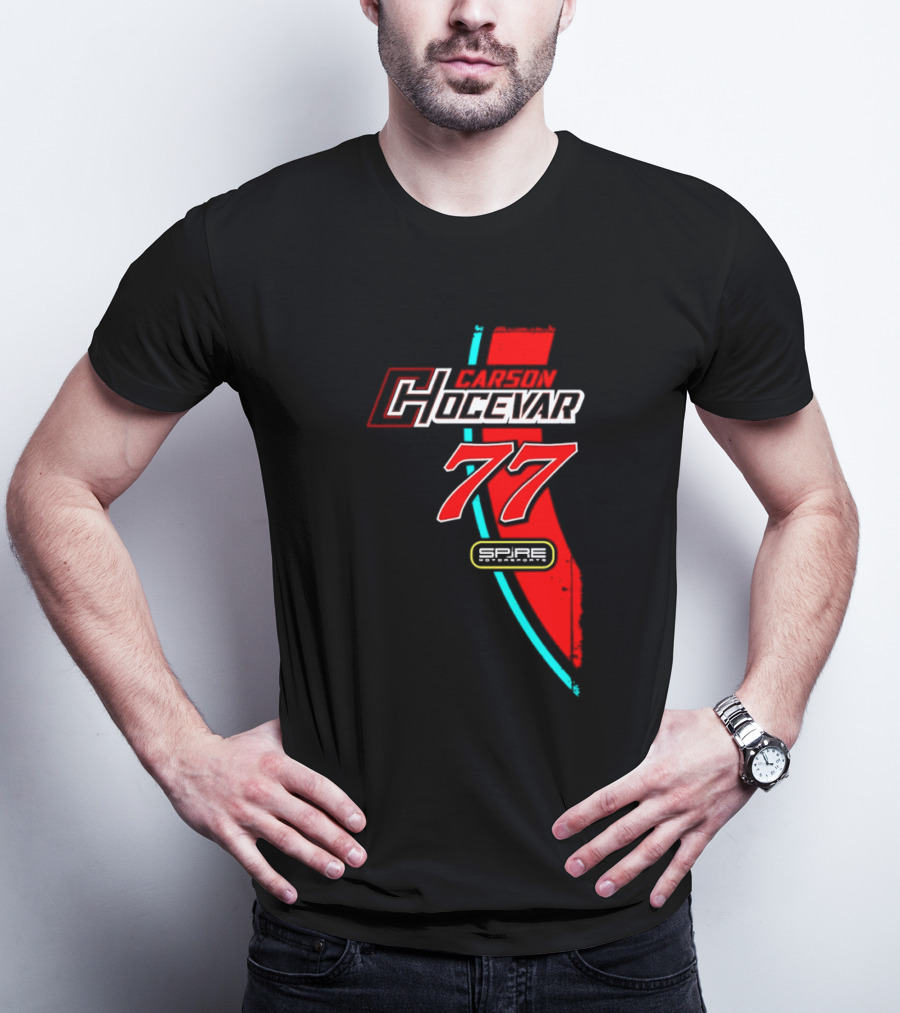 Carson Hocevar 77 Red Blue Spire Motorsports Nascar 2026 T-Shirt