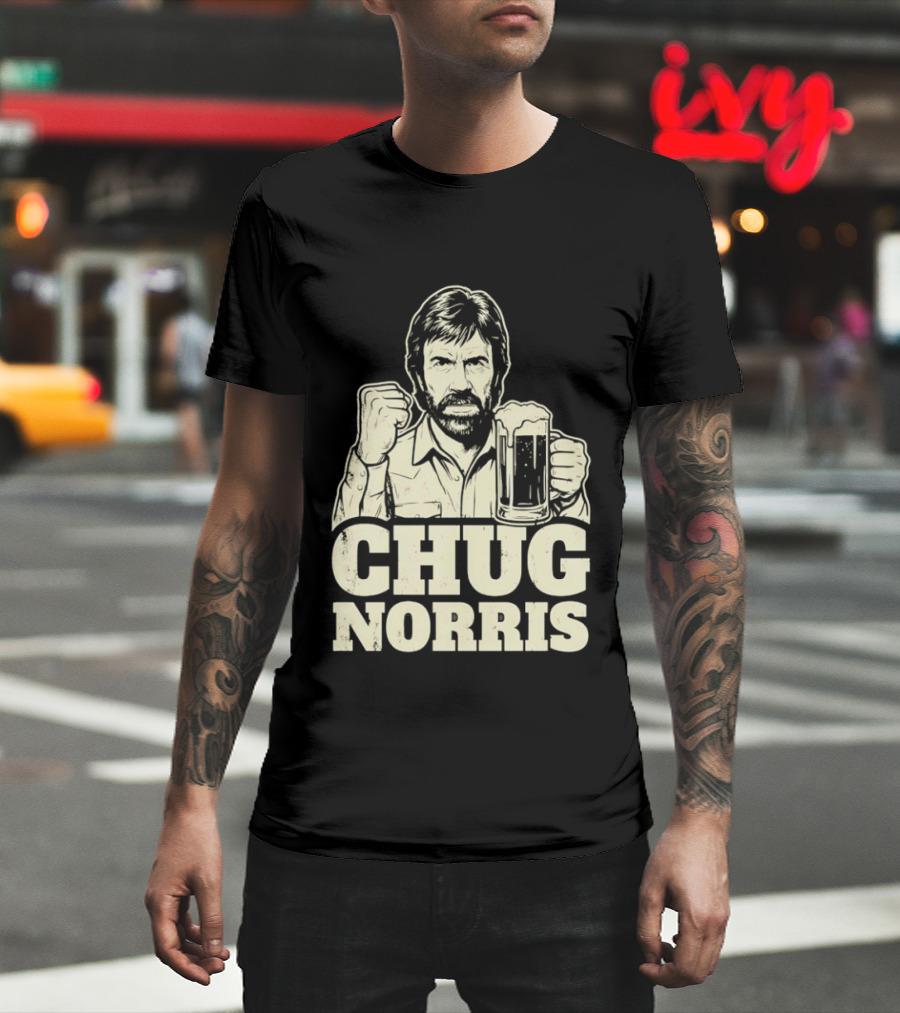 Chug Norris Beer Funny Drinking Joke T-Shirt