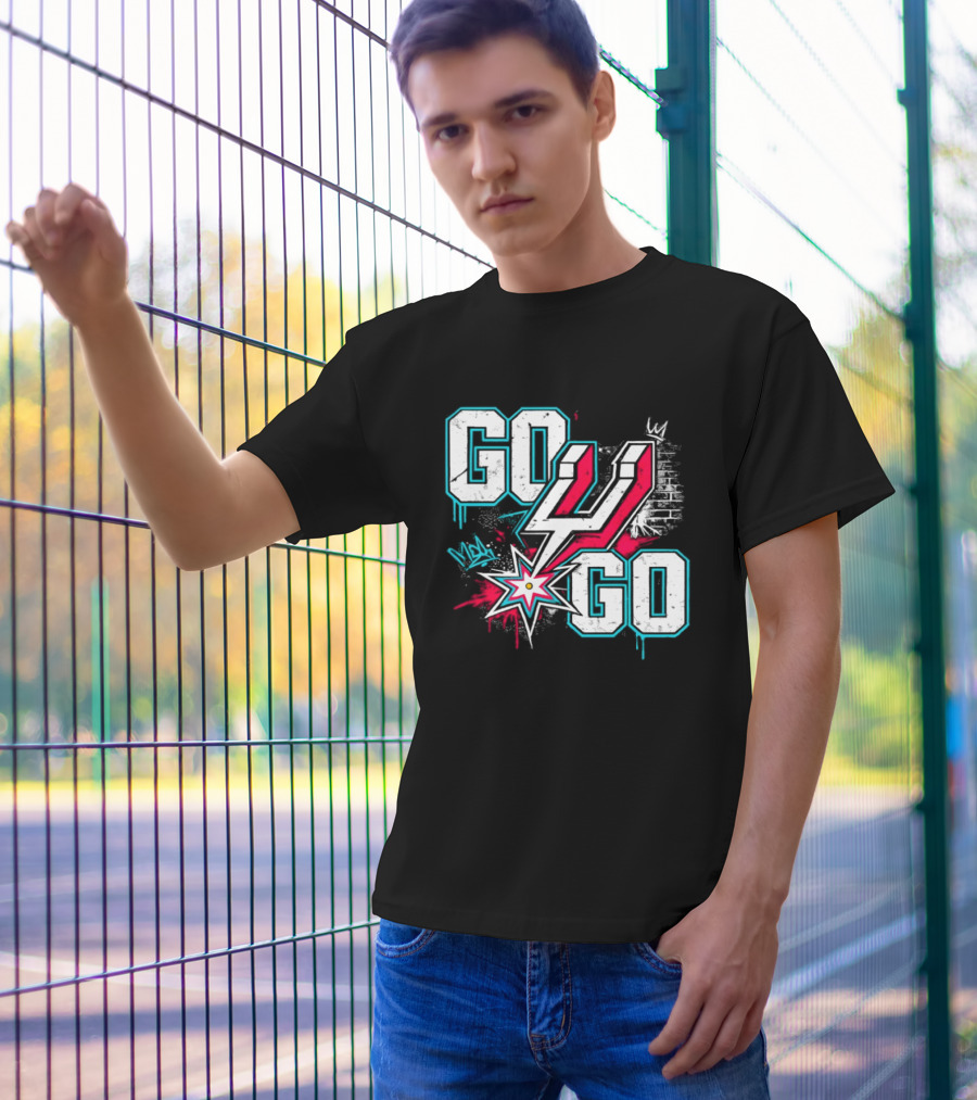 San Antonio Spurs Go Spurs Go Basketball Graffiti 4 Star T-Shirt