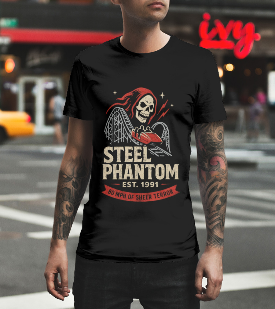 Steel Phantom 80 MPH Of Sheer Terror Pittsburgh Steelers Skeleton Est 1991 T-Shirt