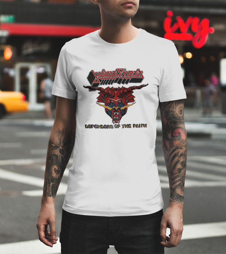 Judas Priest Defenders Of The Faith Album Cover Art Demon Helmet T-Shirt