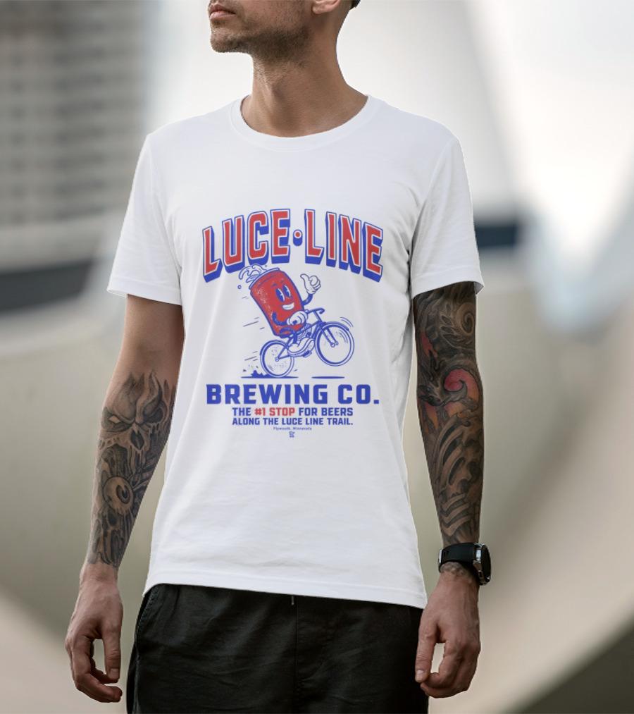 Luce Line Brewing Co The 1 Stop For Beers Along The Luce Line Trail Featuring Cycling Can T-Shirt