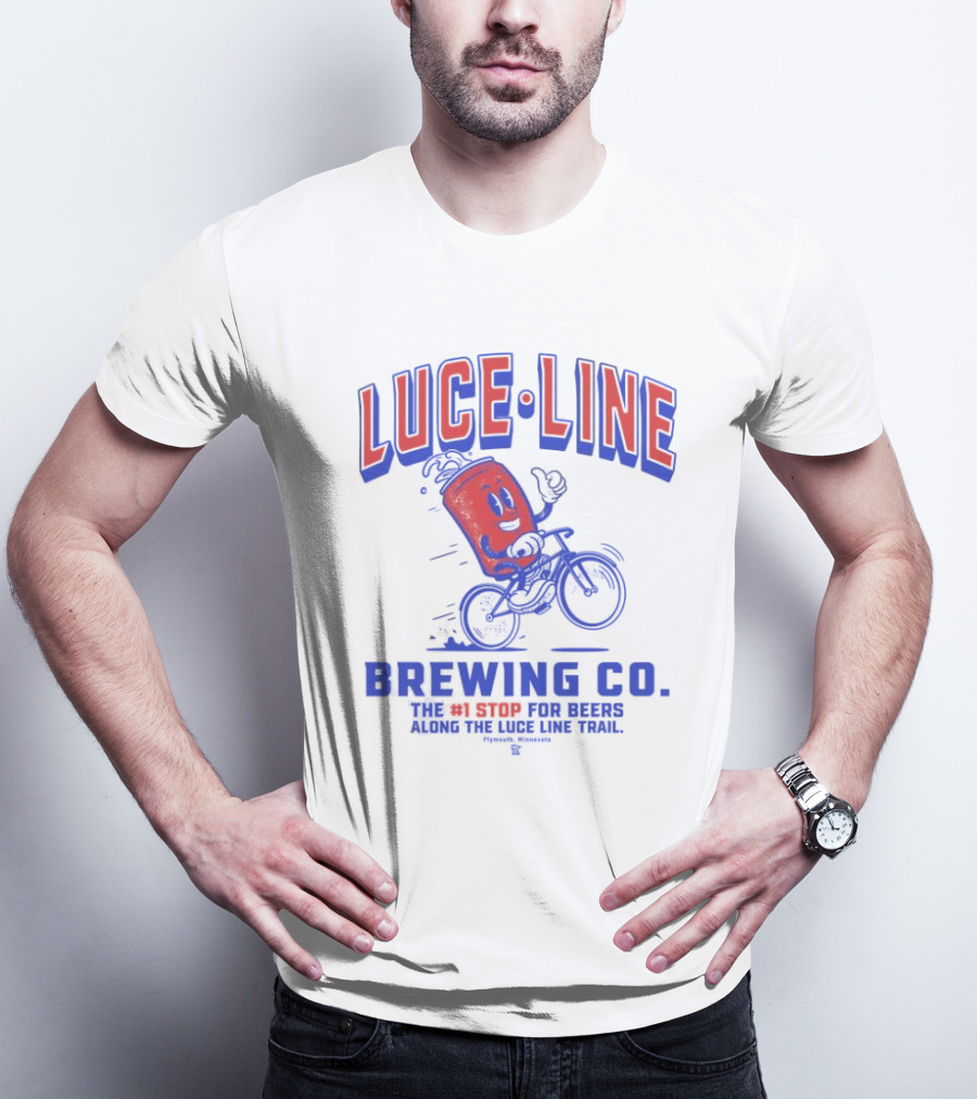Luce Line Brewing Co The 1 Stop For Beers Along The Luce Line Trail Featuring Cycling Can T-Shirt