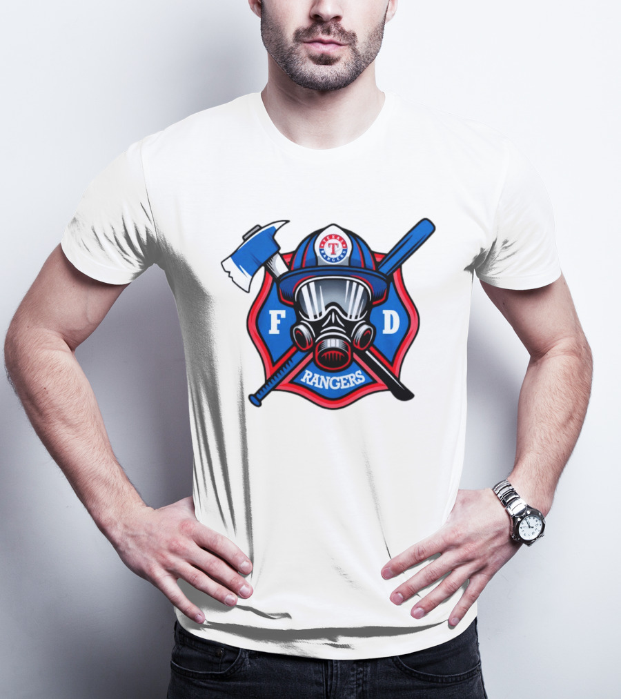 Texas Rangers Firefighter Spirit FD Rangers Ax And Bat T-Shirt