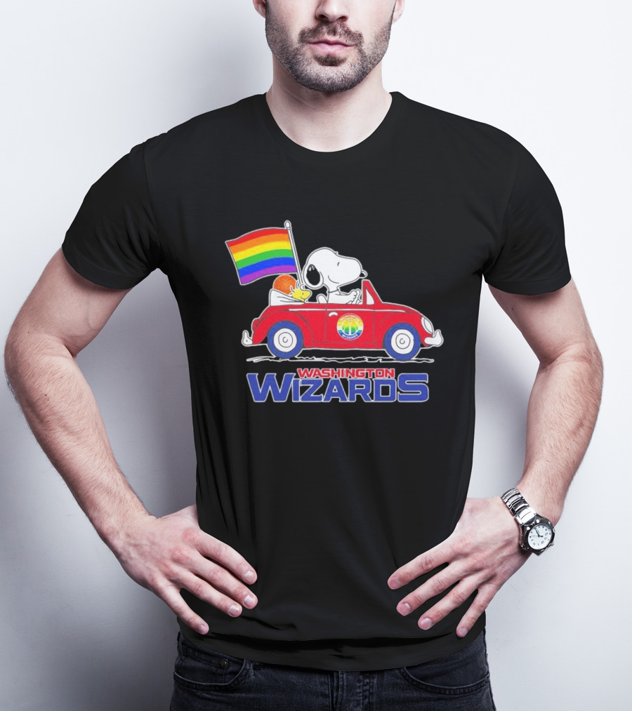 Washington Wizards Snoopy Woodstock Rainbow Pride Car T-Shirt