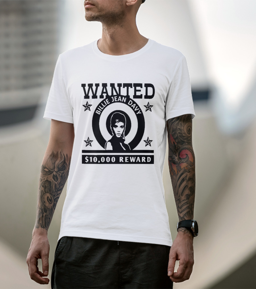 Wanted Billie Jean Davy 10000 Reward Stars Circle T-Shirt