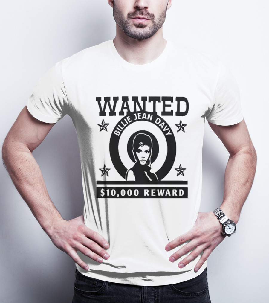 Wanted Billie Jean Davy 10000 Reward Stars Circle T-Shirt