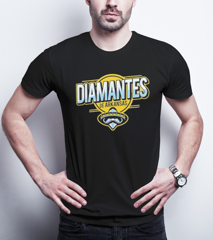 Diamantes De Arkansas Travelers Baseball Team Mustache T-Shirt