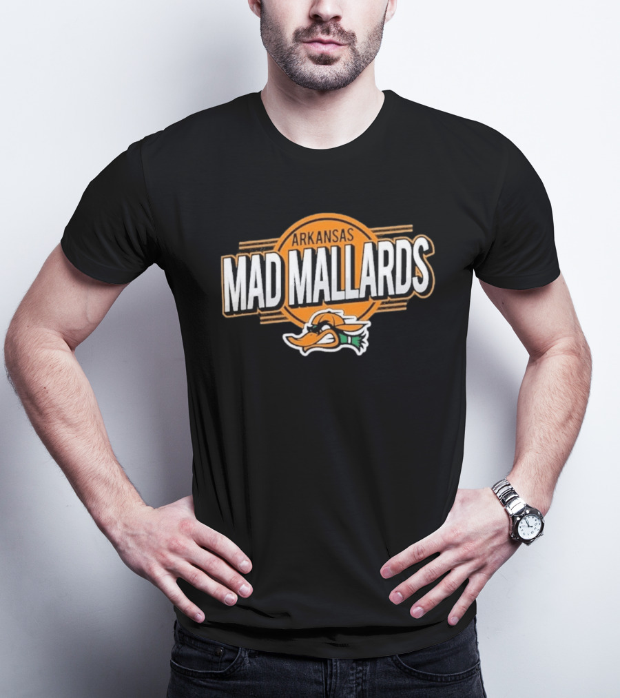 Arkansas Mad Mallards Logo With Duck Face T-Shirt