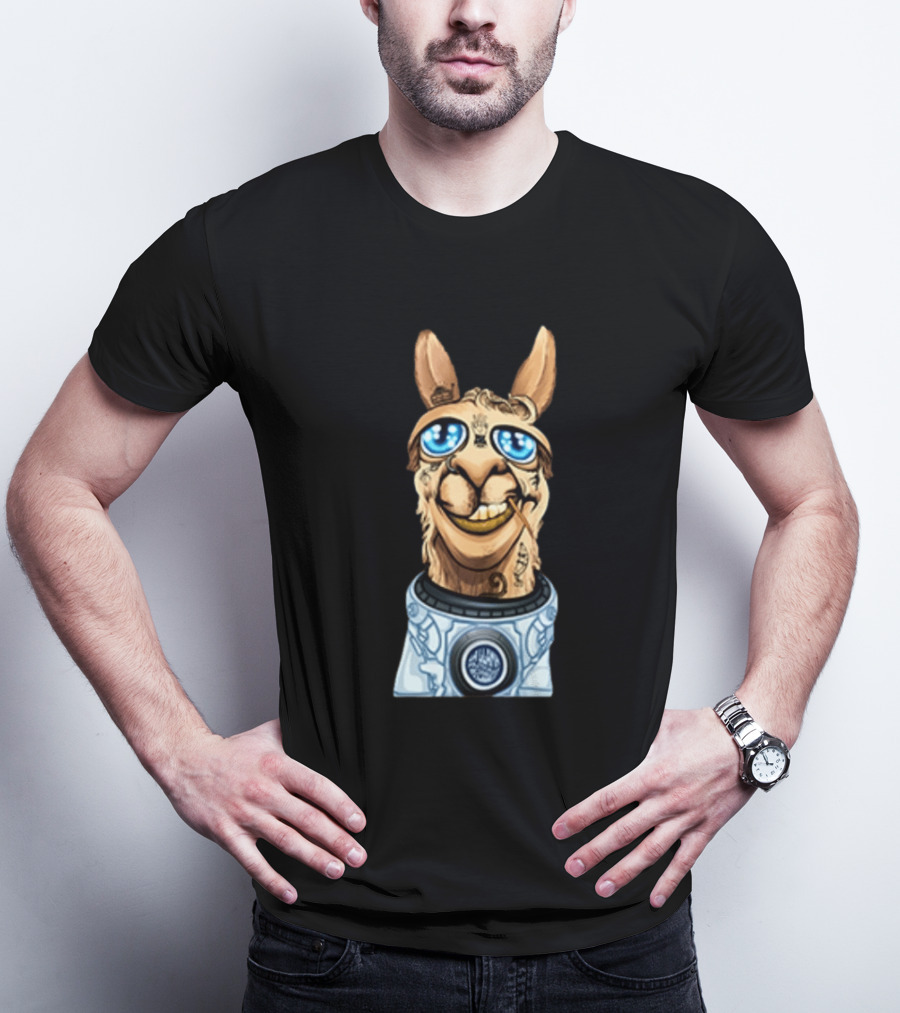 Astronaut Llama Space Adventure With Cosmic Glasses And Spacesuit T-Shirt