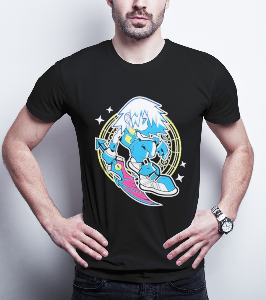 Riku Anime Cartoon Character With Sword And Stars In Pastel T-Shirt