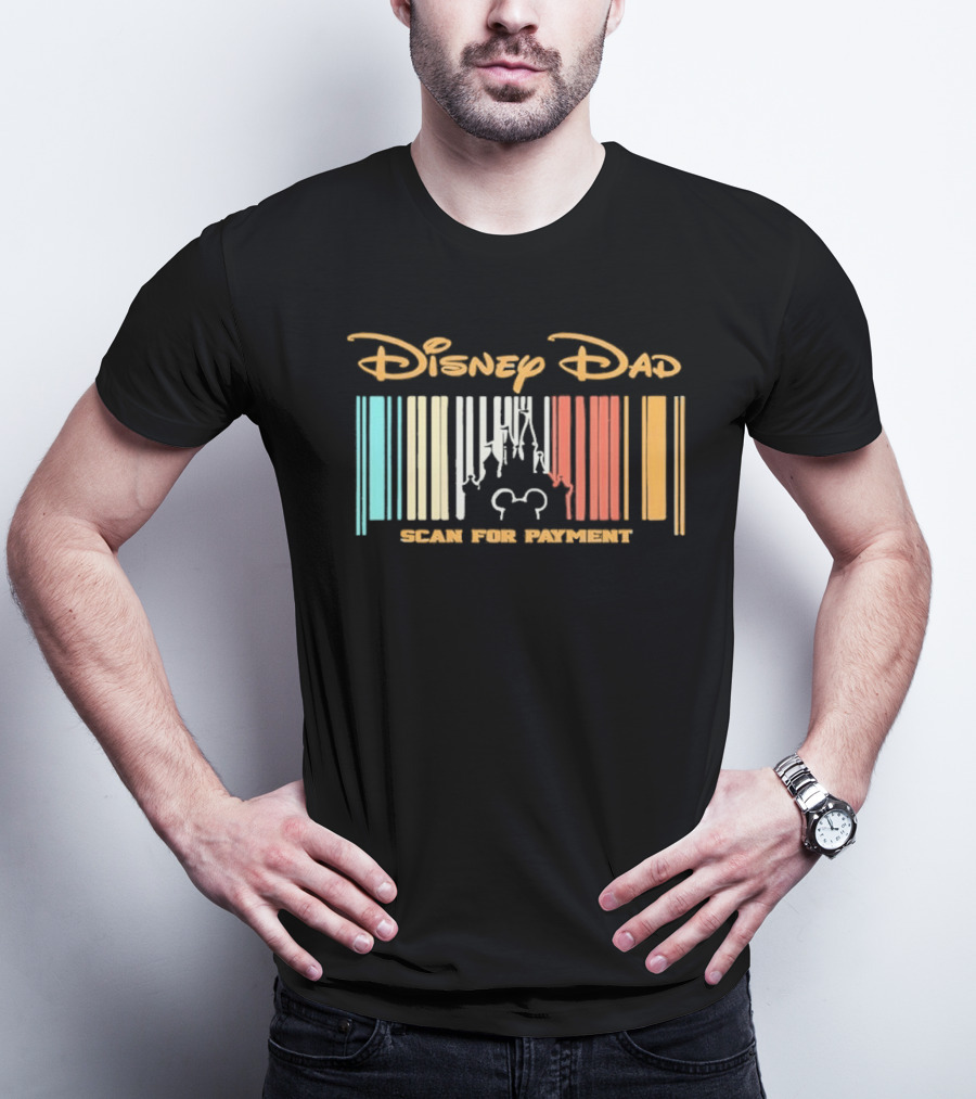 Disney Dad Barcode Castle Scan For Payment Father's Day T-Shirt