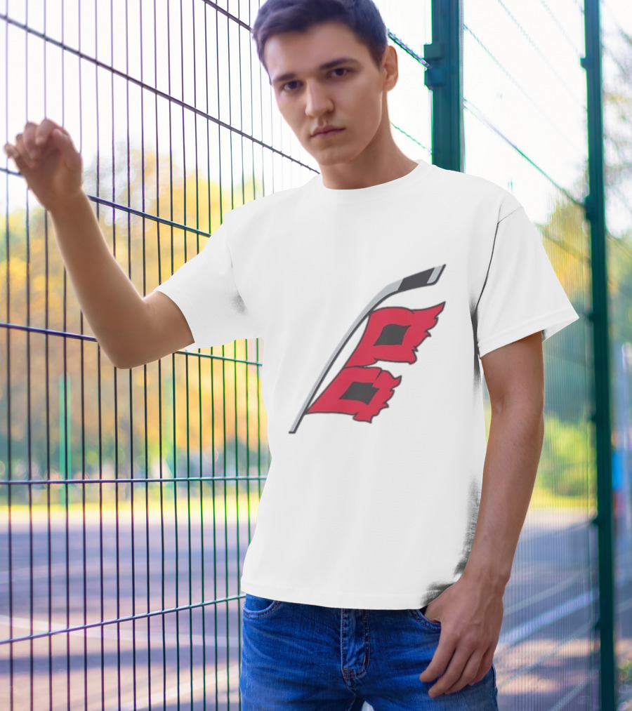 Carolina Hurricanes Red Storm Surge Hockey Stick Flag T-Shirt