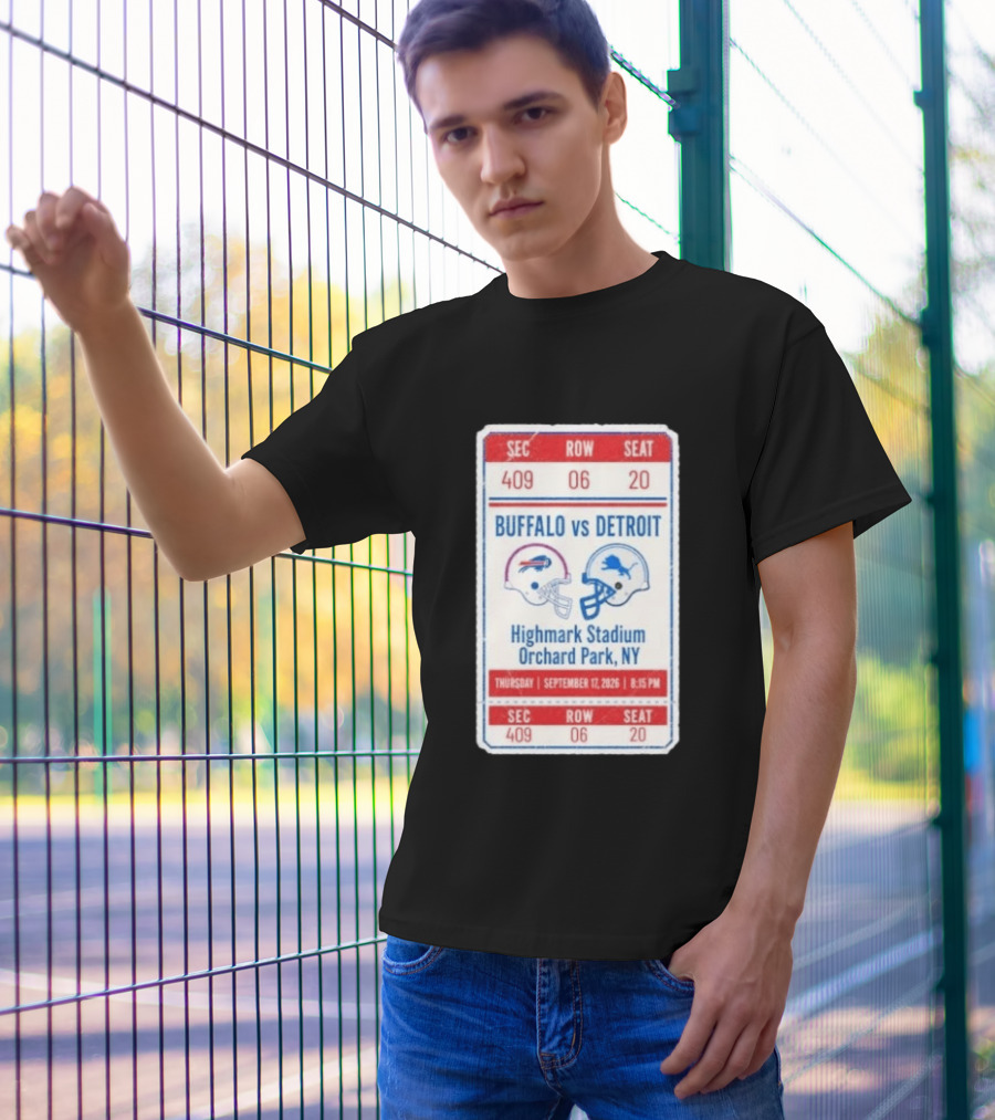 Buffalo Vs Detroit Highmark Stadium Orchard Park NY September 12 2026 Football Match Helmets T-Shirt
