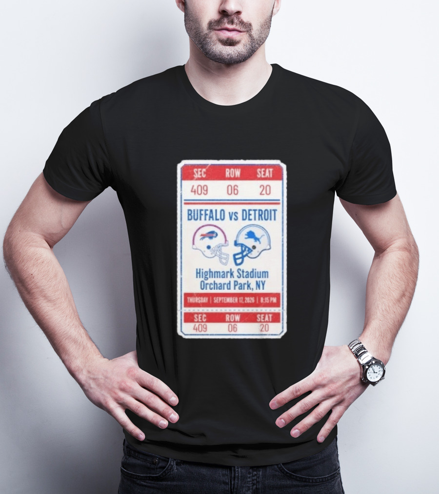 Buffalo Vs Detroit Highmark Stadium Orchard Park NY September 12 2026 Football Match Helmets T-Shirt