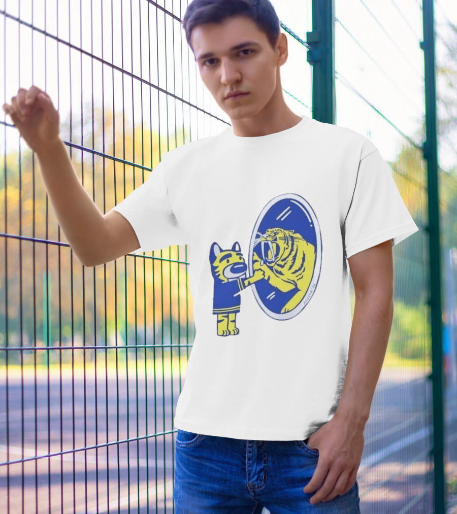 Buffalo Sabres Saber Tooth Tiger Mirror Reflection Comic T-Shirt