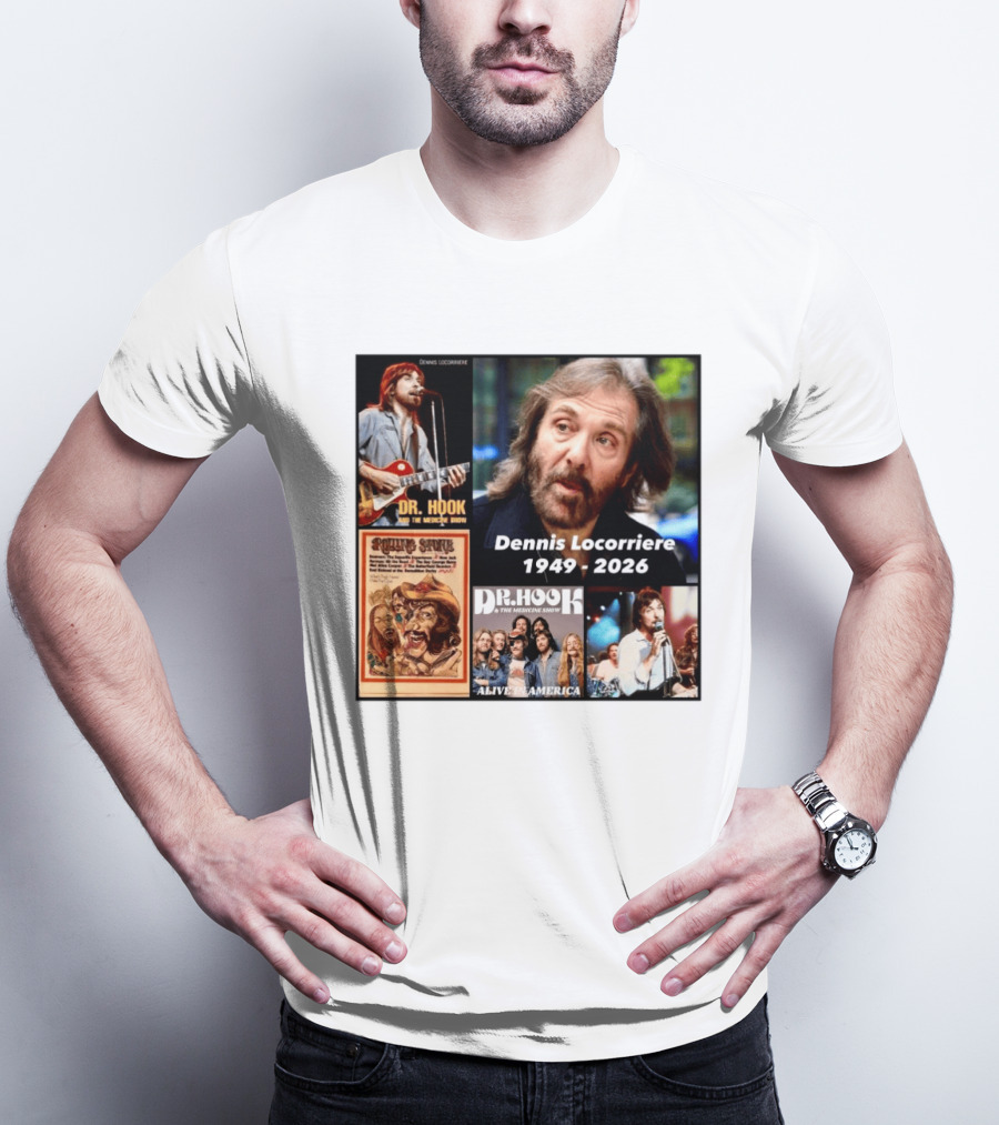 Dennis Locorriere Dr. Hook The Medicine Show 1949 2026 Alive America Rolling Stone T-Shirt