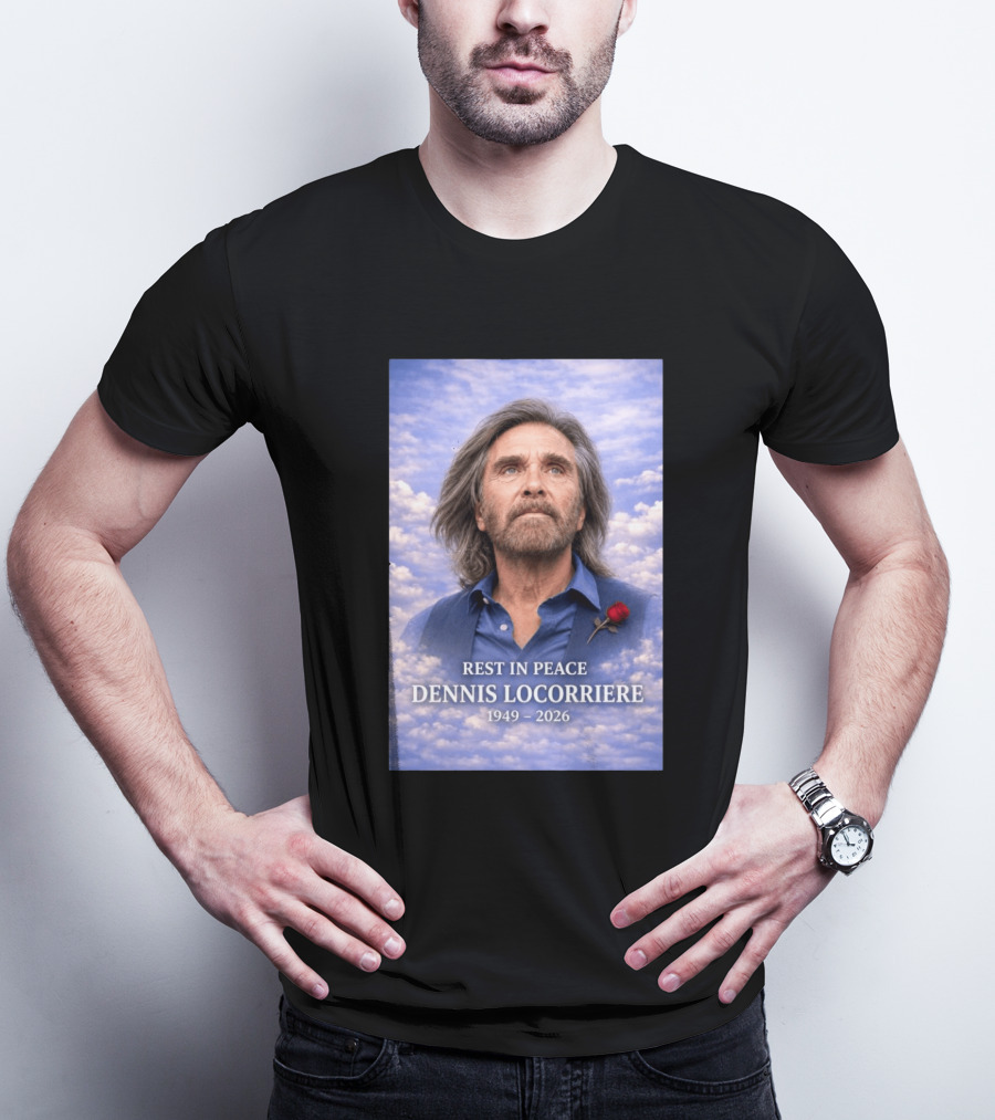Rest In Peace Dennis Locorriere 1949 2026 Memorial Tribute With Rose And Clouds T-Shirt