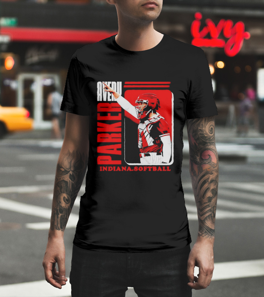 Avery Parker Indiana Softball Catcher Player Red And White Uniform T-Shirt