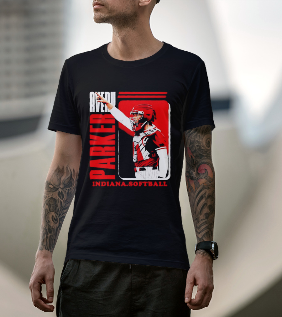 Avery Parker Indiana Softball Catcher Player Red And White Uniform T-Shirt
