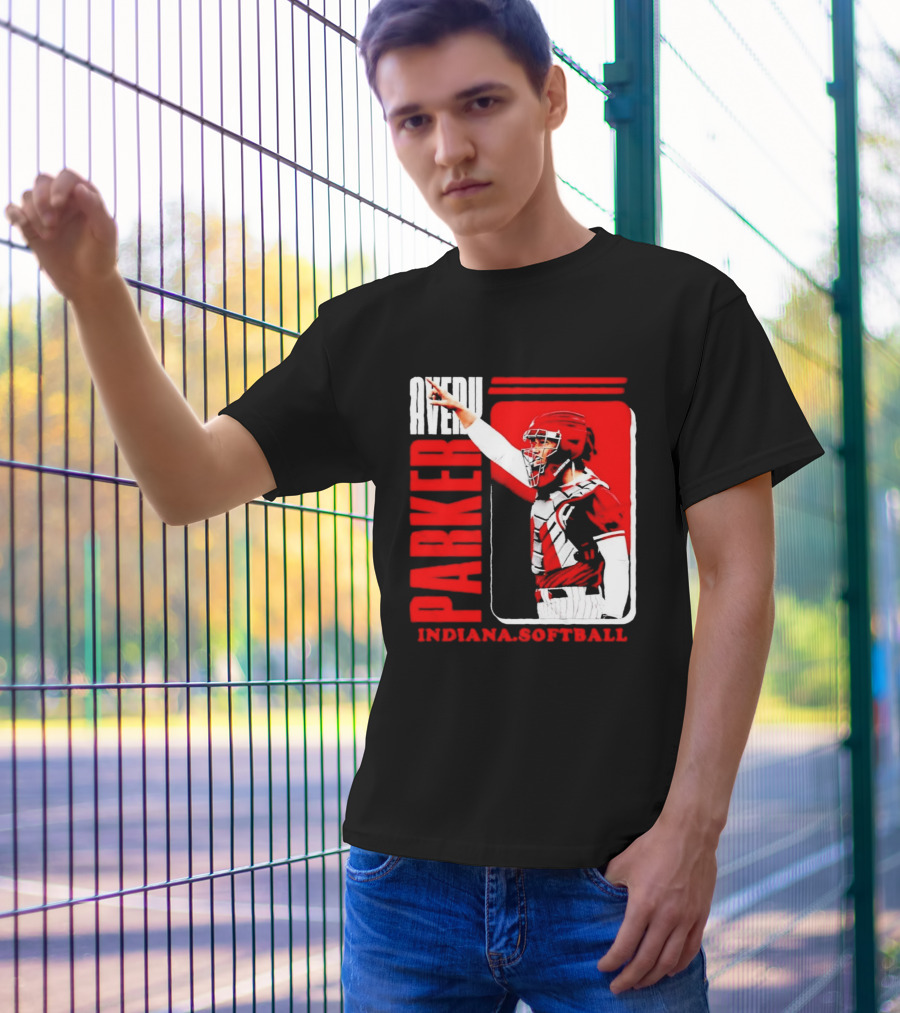 Avery Parker Indiana Softball Catcher Player Red And White Uniform T-Shirt