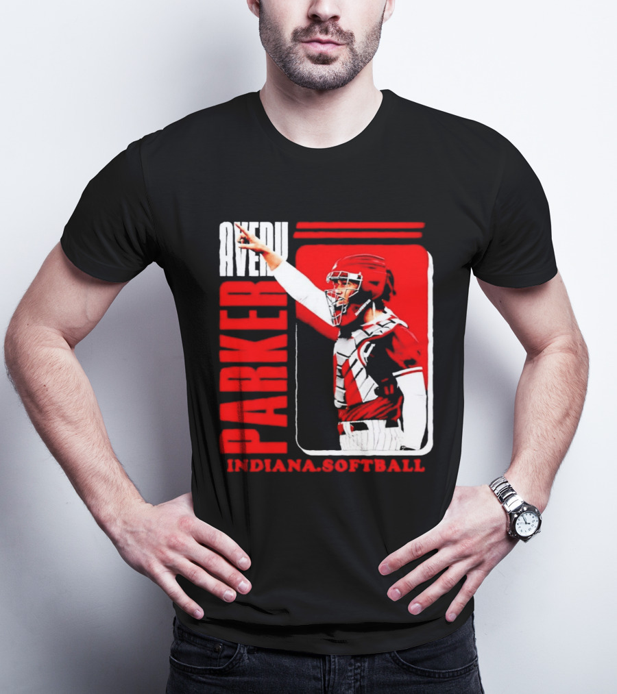 Avery Parker Indiana Softball Catcher Player Red And White Uniform T-Shirt