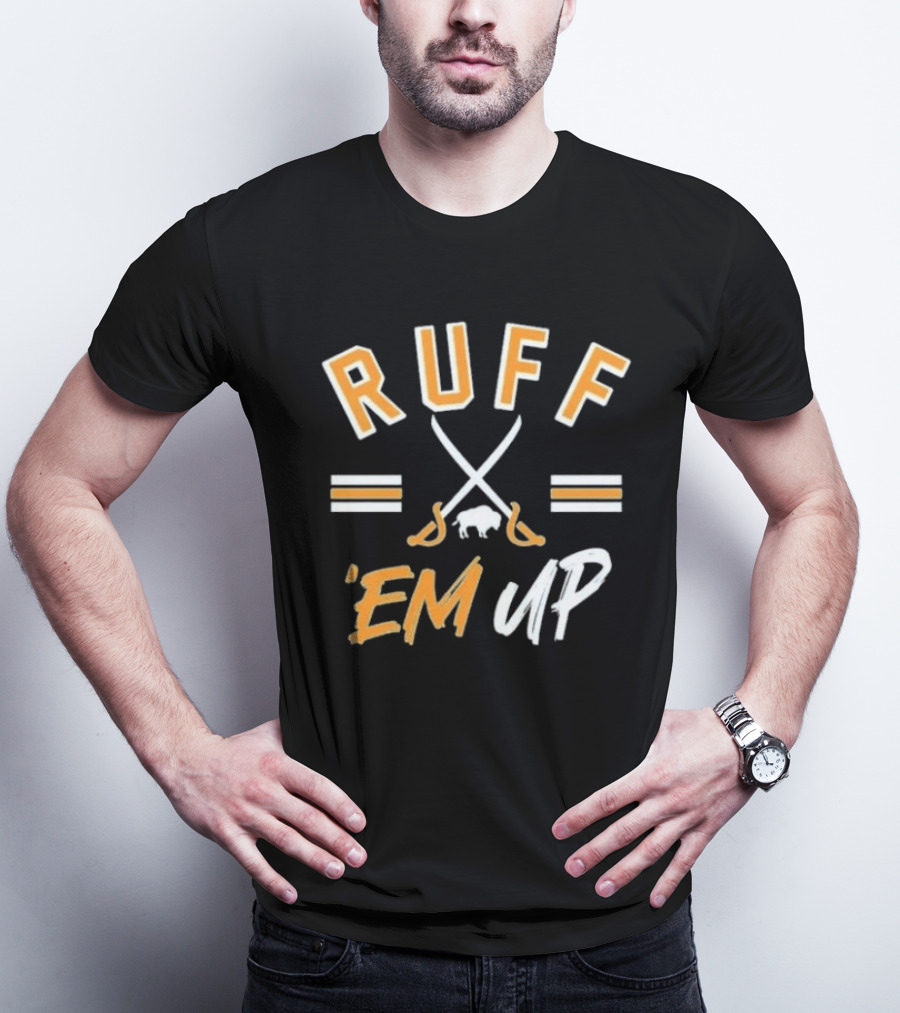 Buffalo Sabres Ruff 'Em Up Hockey Sticks And Buffalo T-Shirt