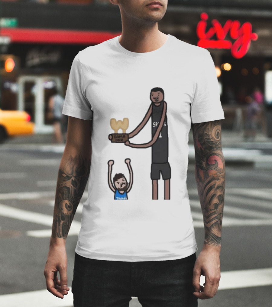 Spurs Victor Wembanyama Game One Vs Thunder Basketball Cartoon T-Shirt