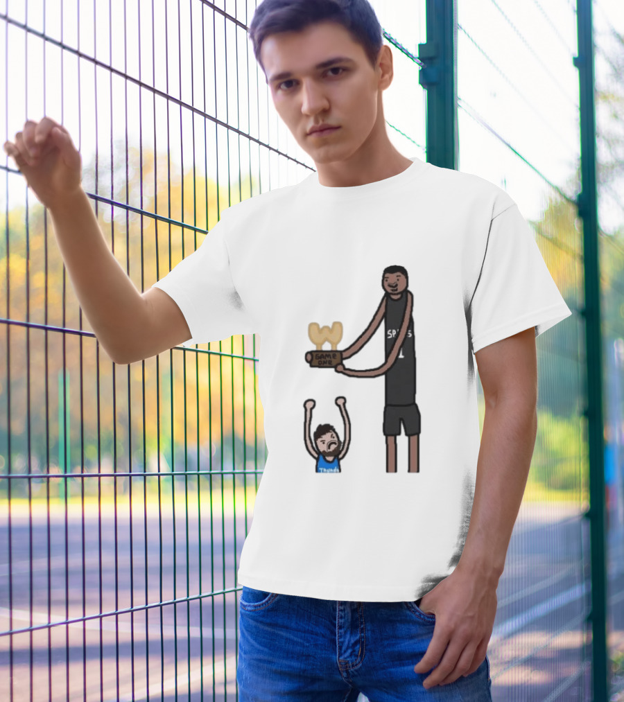 Spurs Victor Wembanyama Game One Vs Thunder Basketball Cartoon T-Shirt