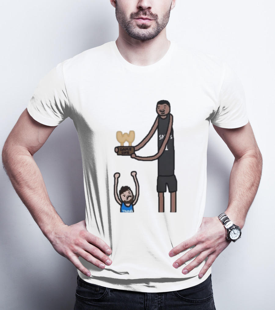 Spurs Victor Wembanyama Game One Vs Thunder Basketball Cartoon T-Shirt