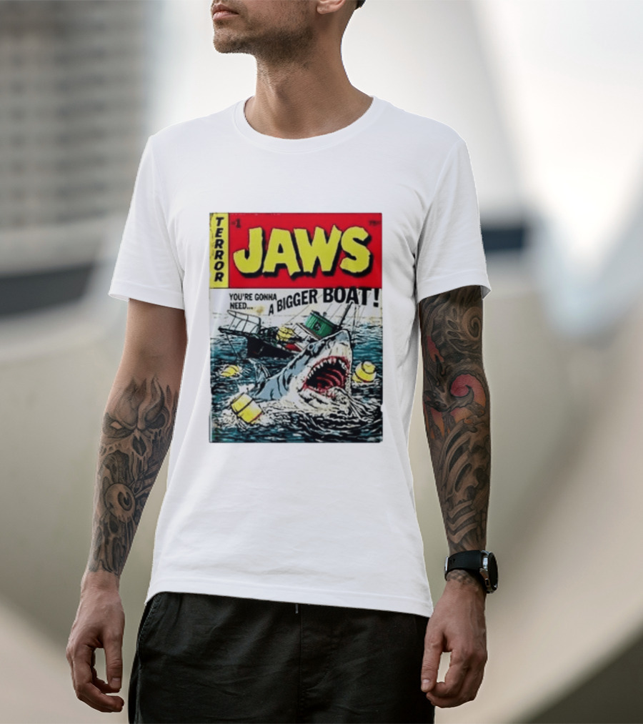 Terror Jaws Comic Cover You're Gonna Need A Bigger Boat T-Shirt