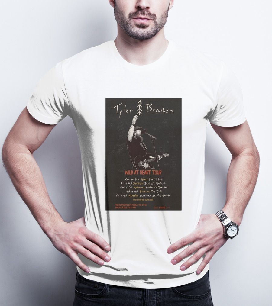 Tyler Braden Wild At Heart Tour 2026 Australia Dates Sydney Deniliquin Melbourne Brisbane Nambour T-Shirt