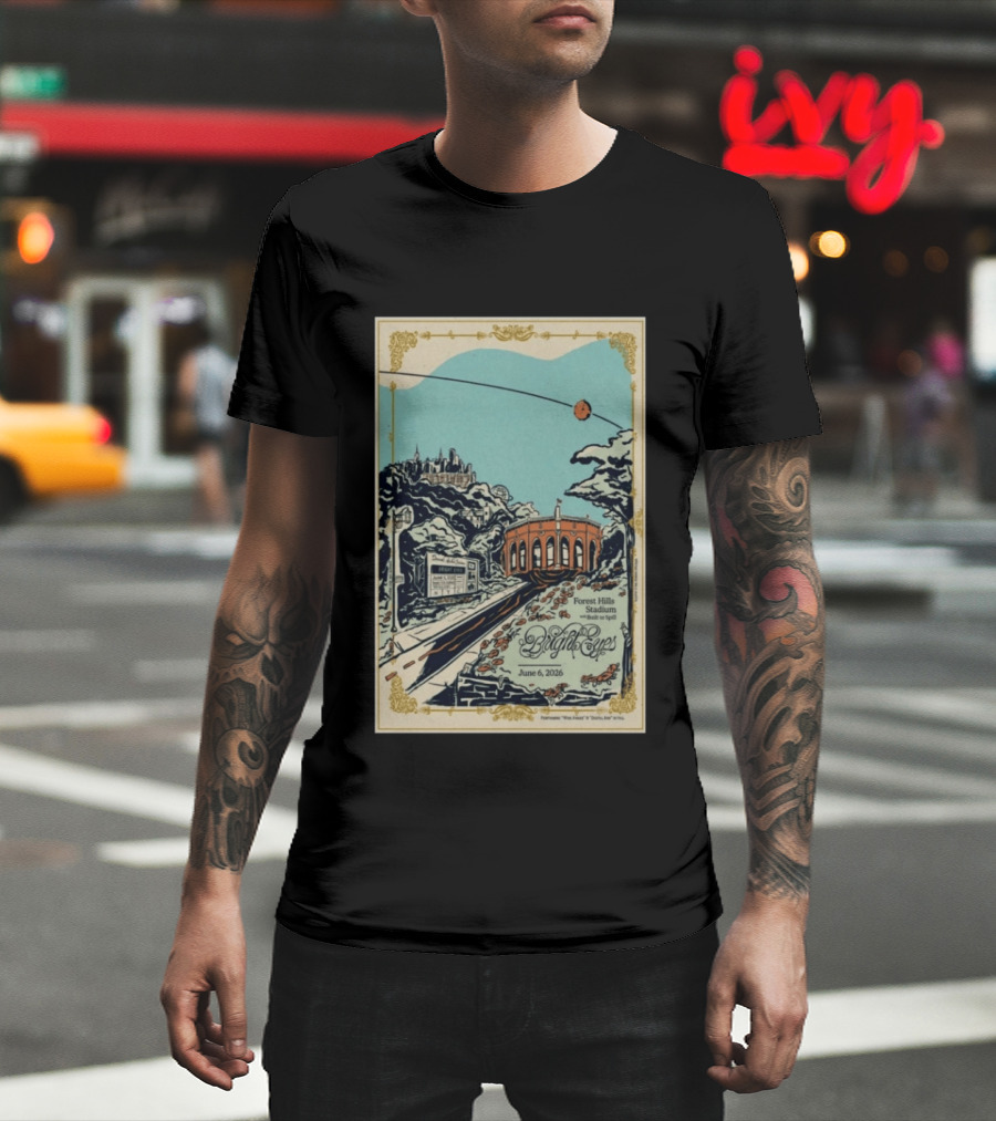 Bright Eyes Tour Forest Hills Stadium Queens June 06 2026 Built To Spill Art Deco T-Shirt