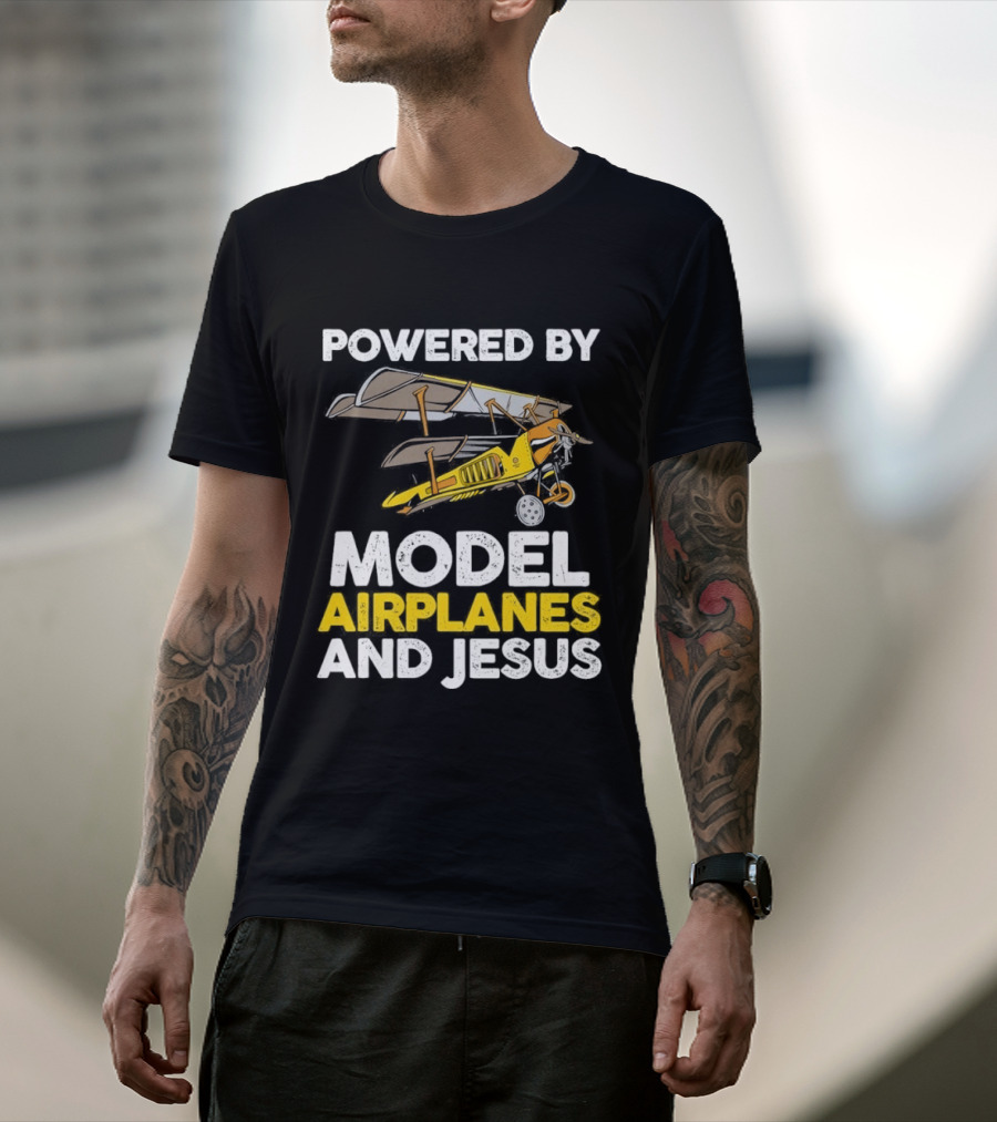 Powered By Model Airplanes And Jesus Vintage Aviation Enthusiasts Faith Based Collectible T-Shirt