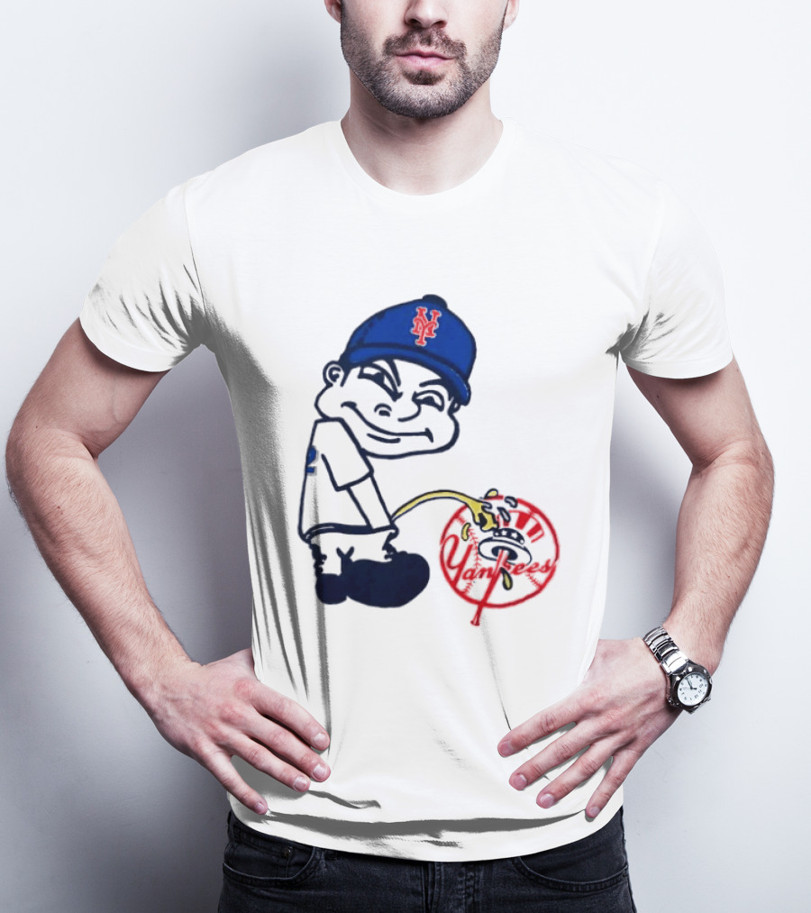 New York Mets Fans Rivalry Yankees Humorous Cartoon T-Shirt