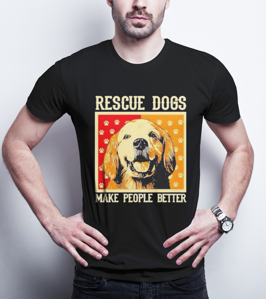 Rescue Dogs Make People Better Paw Print T-Shirt
