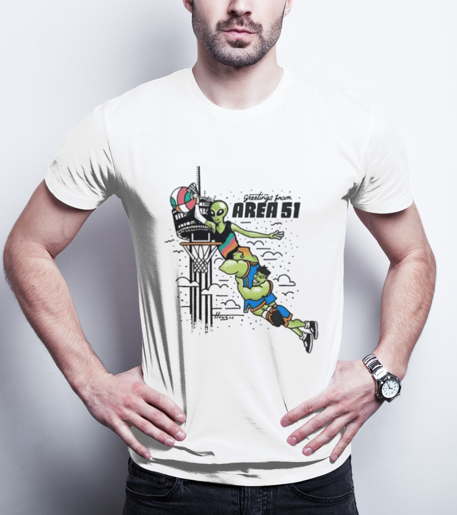 Victor Wembanyama Alien Greetings From Area 51 Basketball Dunk Scene T-Shirt