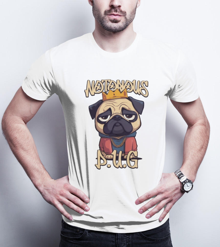 Notorious Pug Iconic Crowned Cartoon 90s Rap T-Shirt