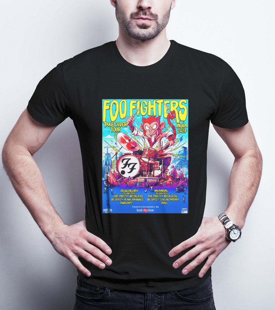Foo Fighters Take Cover Tour India 2027 Bengaluru Mumbai The Pretty Reckless Die Spitz Alain Johannes Punkshit Still In Therapy Mali January 29 31 T-Shirt