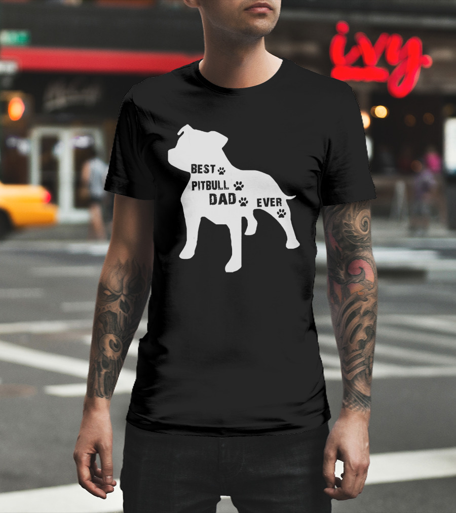 Best Pitbull Dog Dad Ever Paw Prints T-Shirt