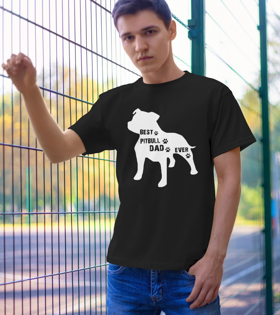 Best Pitbull Dog Dad Ever Paw Prints T-Shirt