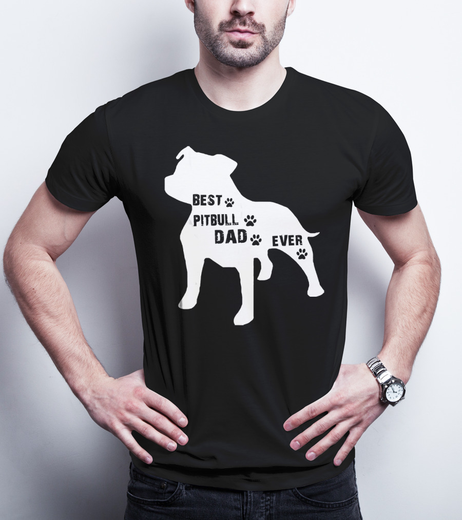 Best Pitbull Dog Dad Ever Paw Prints T-Shirt