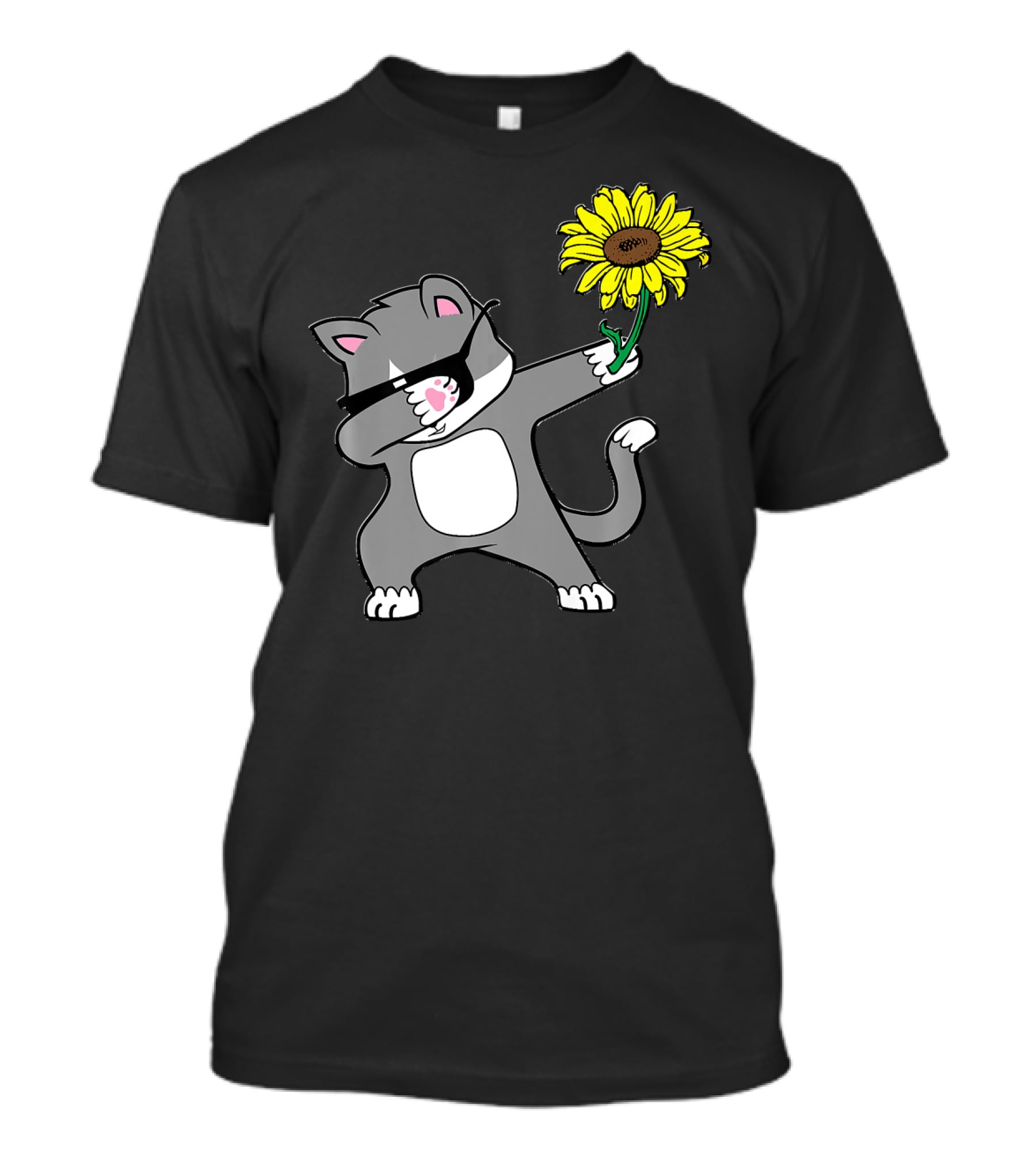 Dabbing Kitty Cat Sunflower Autism Awareness Iconic Symbols T-Shirt