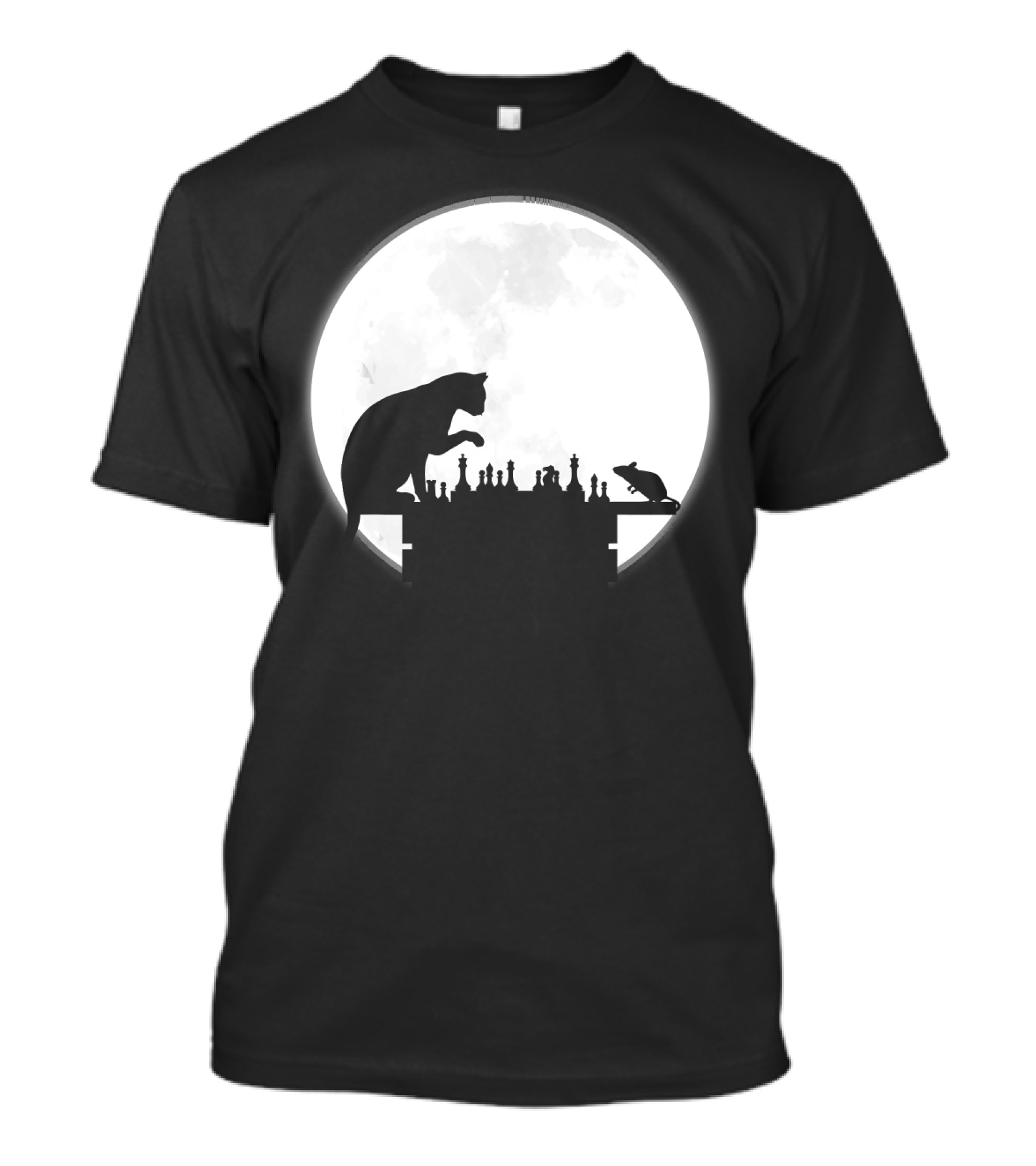 The Chess Match Of Cat And Mouse Under The Full Moon T-Shirt