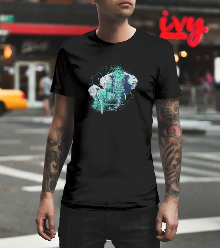 Magic Elephant Geometric Triangles T-Shirt