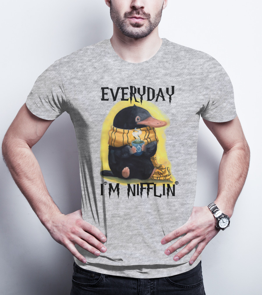 Everyday I'm Nifflin' Magical Creature With Scarf And Tea Cup T-Shirt