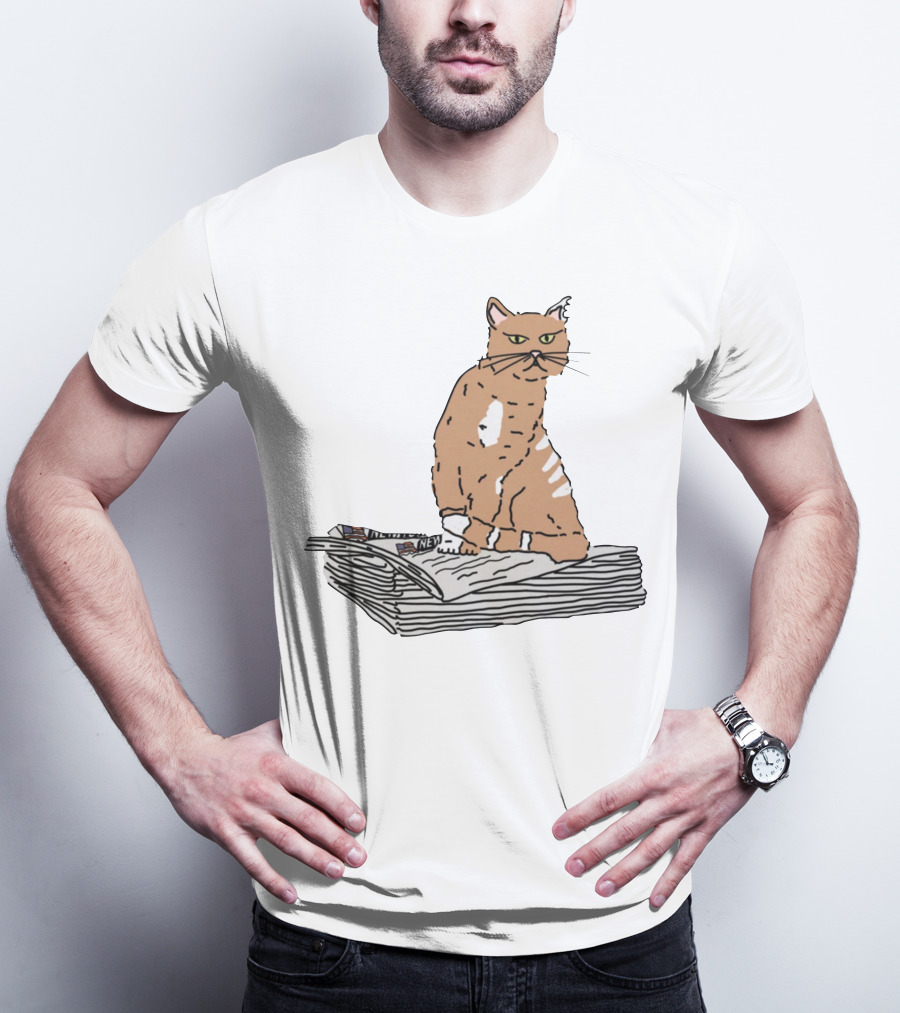 New York Post Cat On Newspaper Stack T-Shirt